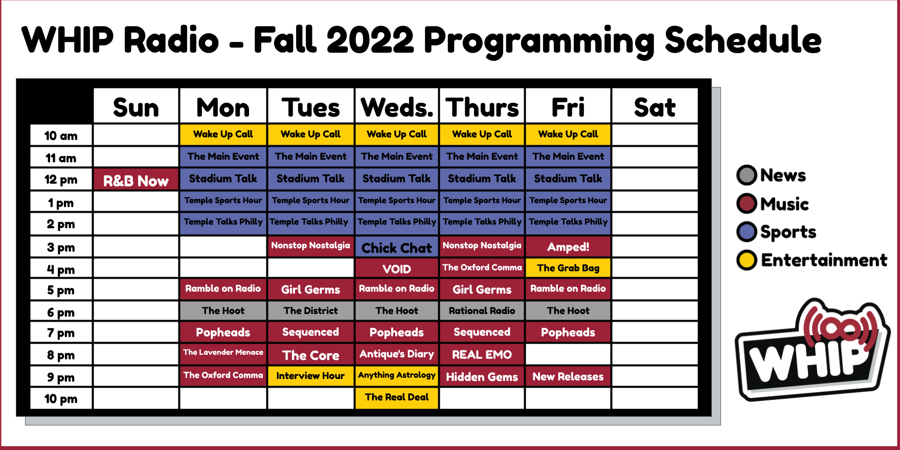 WHIP Fall 2025 Programming Schedule - WHIP Radio